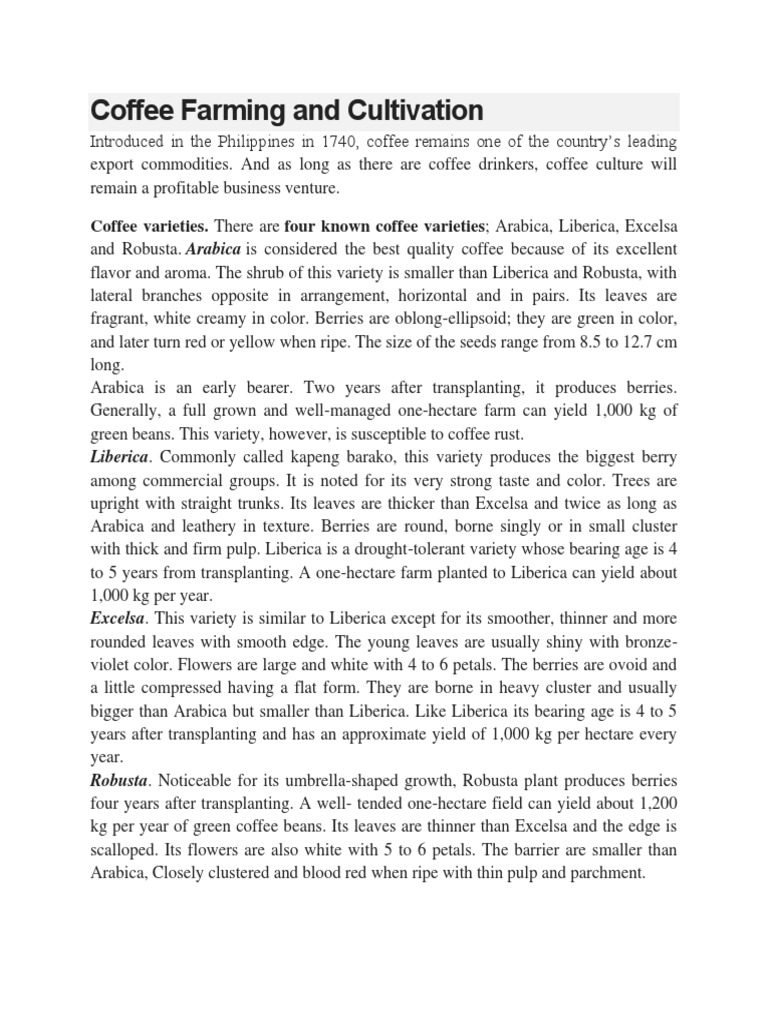 Coffee Farming Guide for the Philippines | PDF | Coffee | Trees