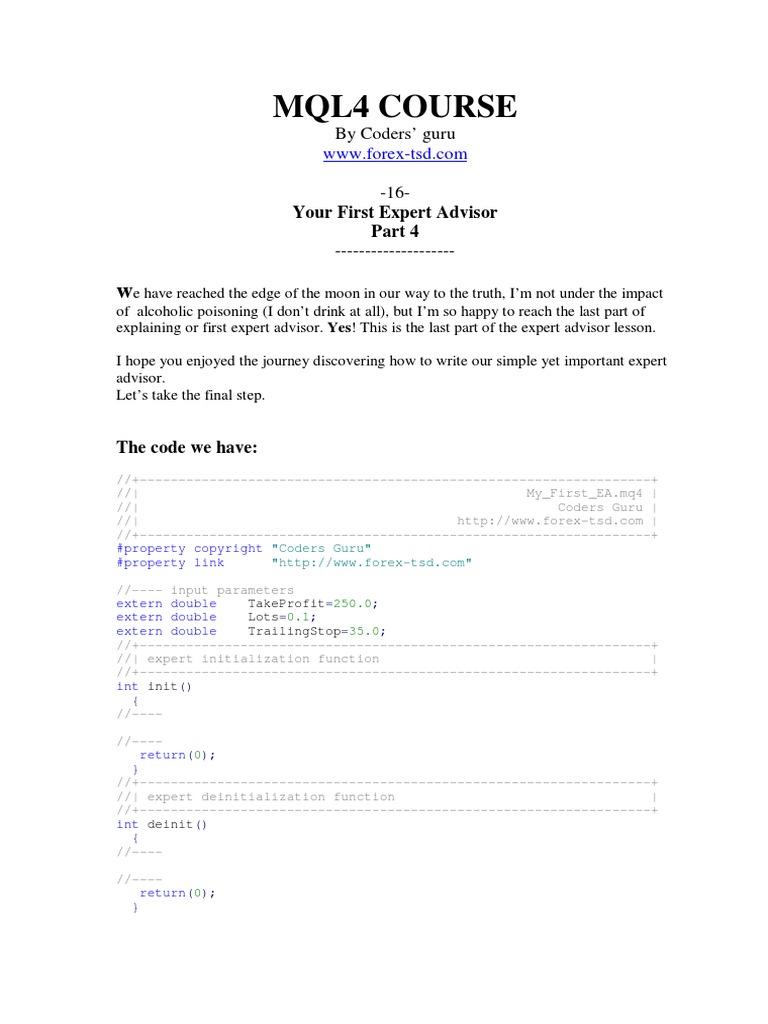 16 Lesson16 Your First Expert Advisor Part 4 Pdf Download Free Pdf Parameter Computer