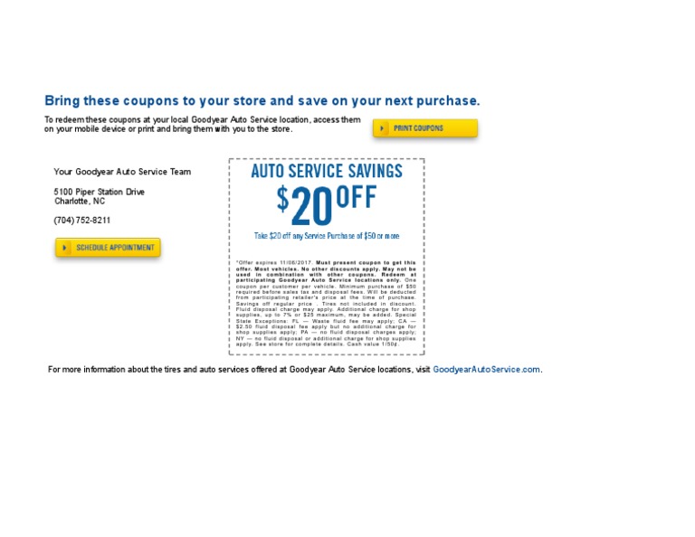 Goodyear Auto Service Coupon Redemption | PDF