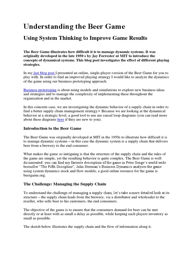 Beer Game Strategies for Supply Chain Success | PDF | Inventory ...