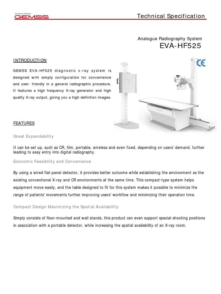 EVA-HF525: Technical Specification | PDF | Radiography | X Ray