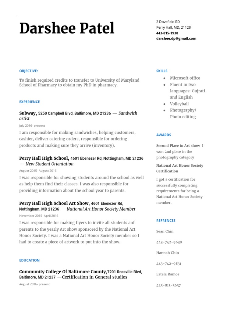 Darshee Patel: Subway | PDF | Further Education