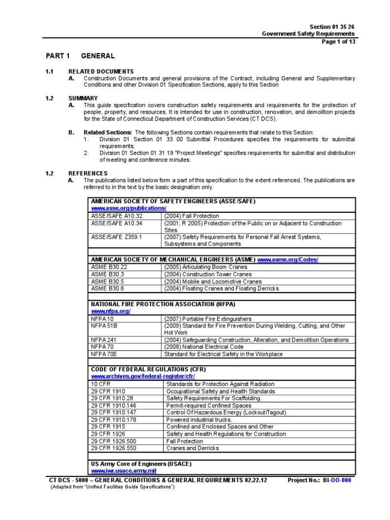 Government Safety Requirements DBB Major Capital Ctdcs Master Show Hide ...