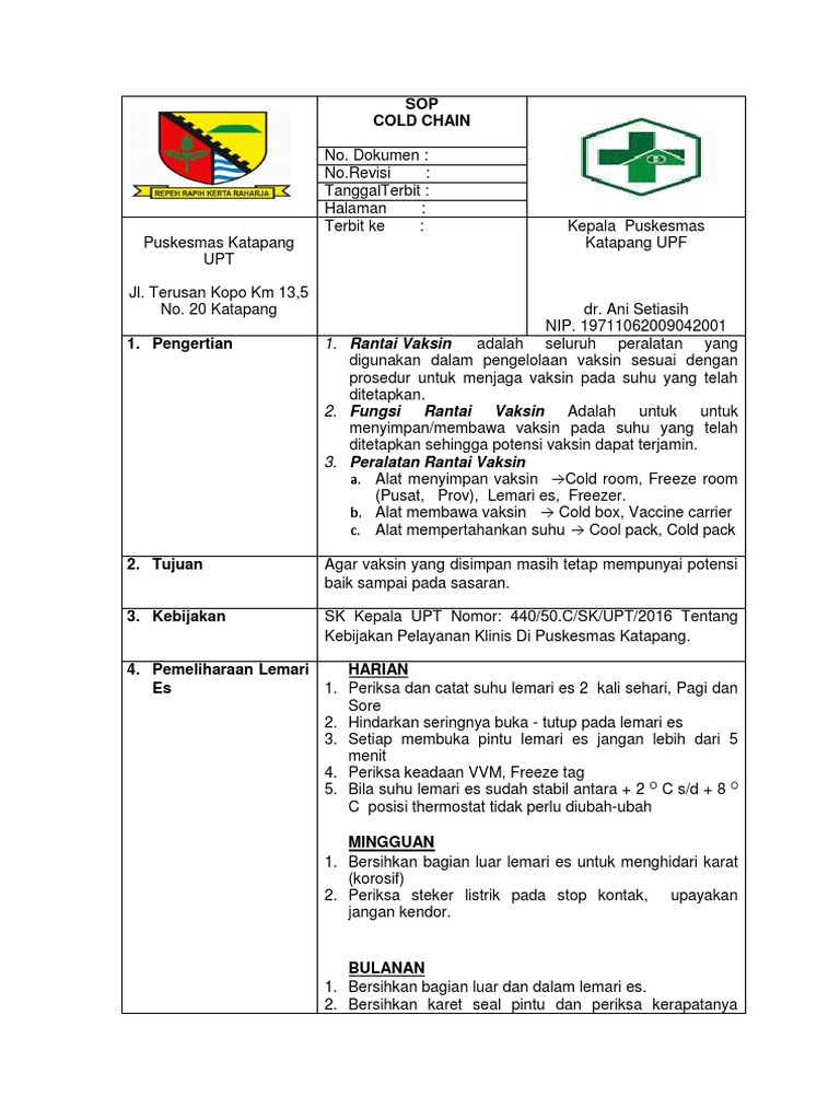 Sop Cold Chain | PDF