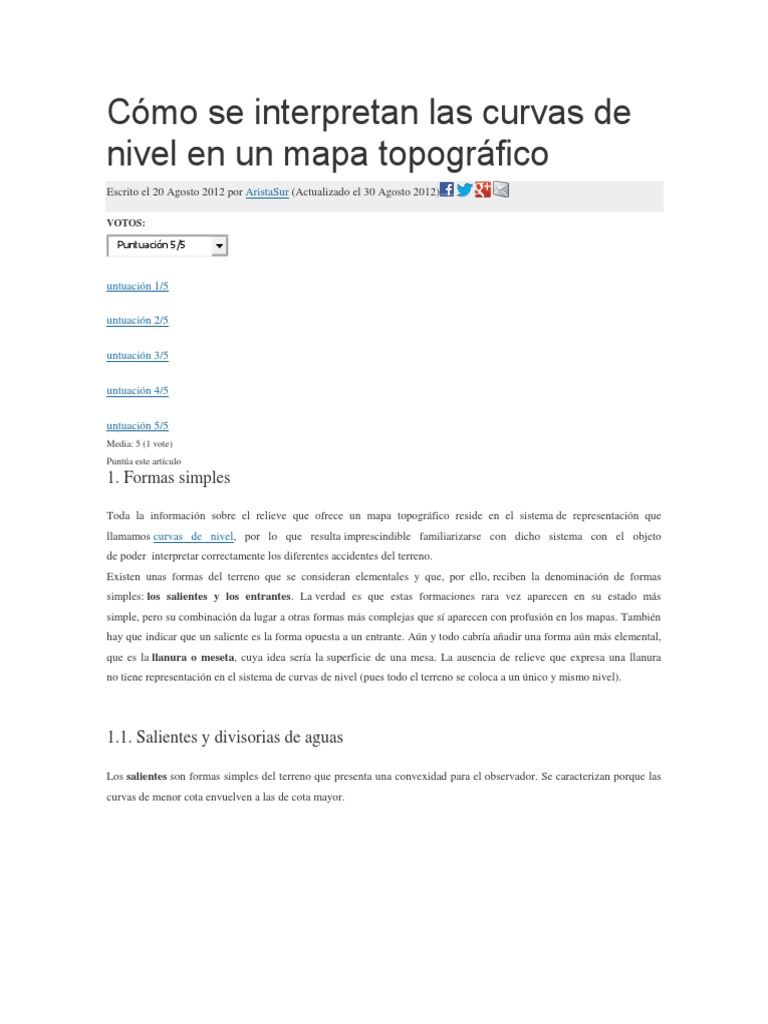 Interpretación de Curvas de Nivel Topográficas | PDF | glaciar | Terreno