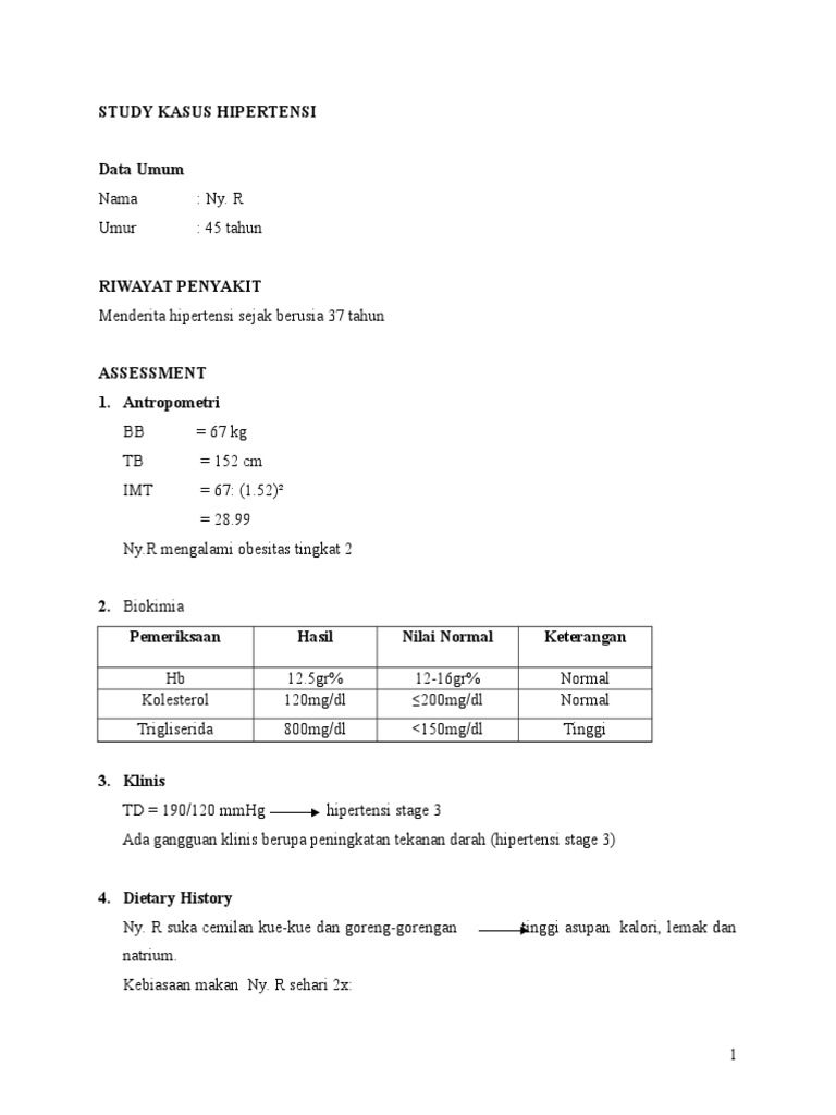 Contoh KASUS HIPERTENSI | PDF