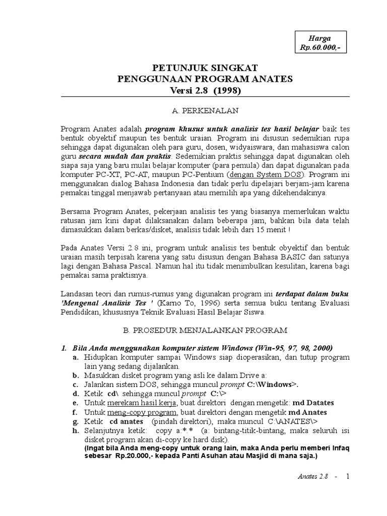 Panduan Penggunaan Program Anates | PDF | Teknologi & Rekayasa