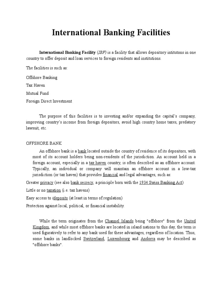 International Banking Facilities | PDF