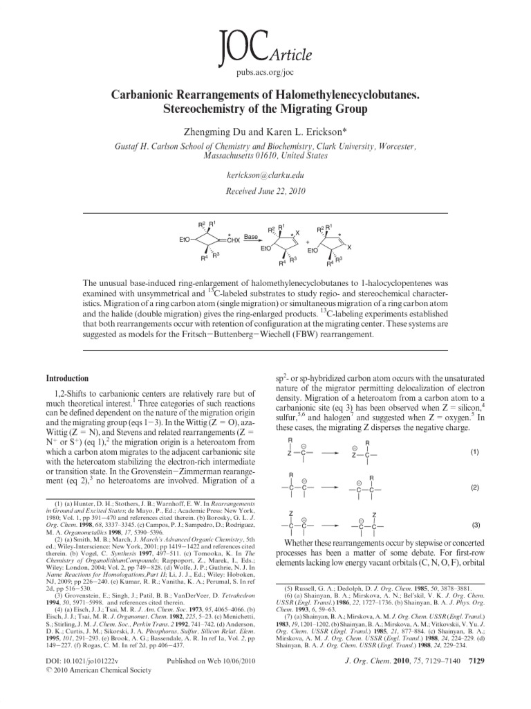 Carbanionic Rearrangements of Halomethylenecyclobutanes ...