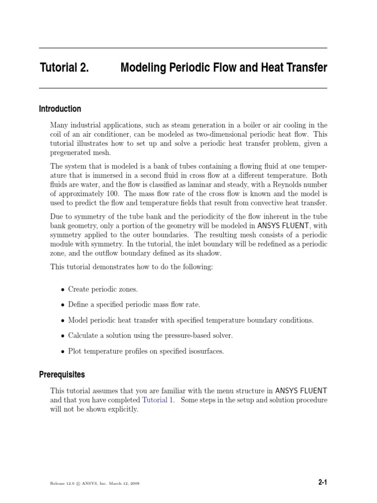 Ansys - Fluent - Modeling Periodic Flow and Heat Transfer PDF | PDF