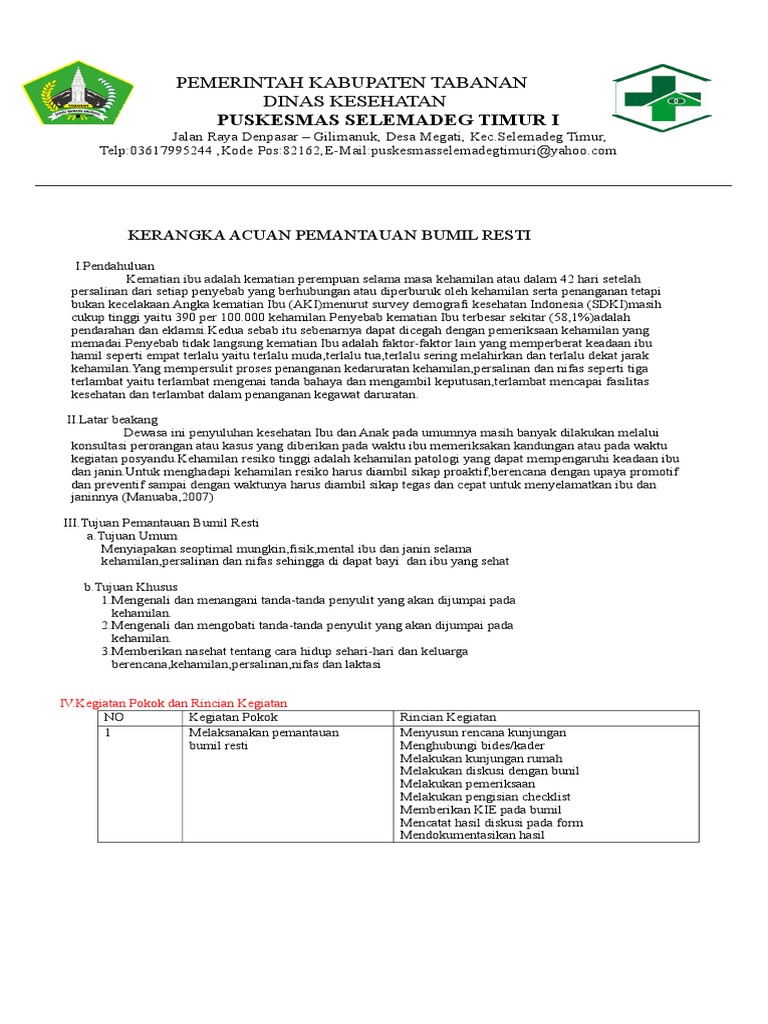 KAK Pemantauan Bumil Resti | PDF