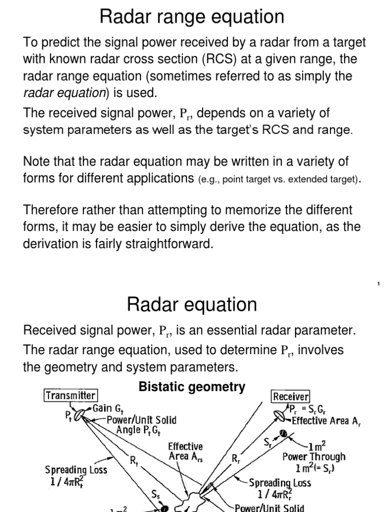 radar equation.pptx | Signal To Noise Ratio | Decibel