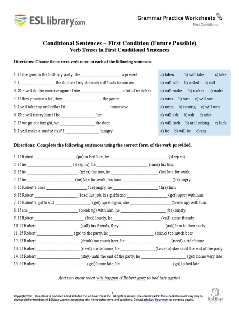 Conditional Handouts p1&3 ESL Library PDF | PDF | E Books | Syntax