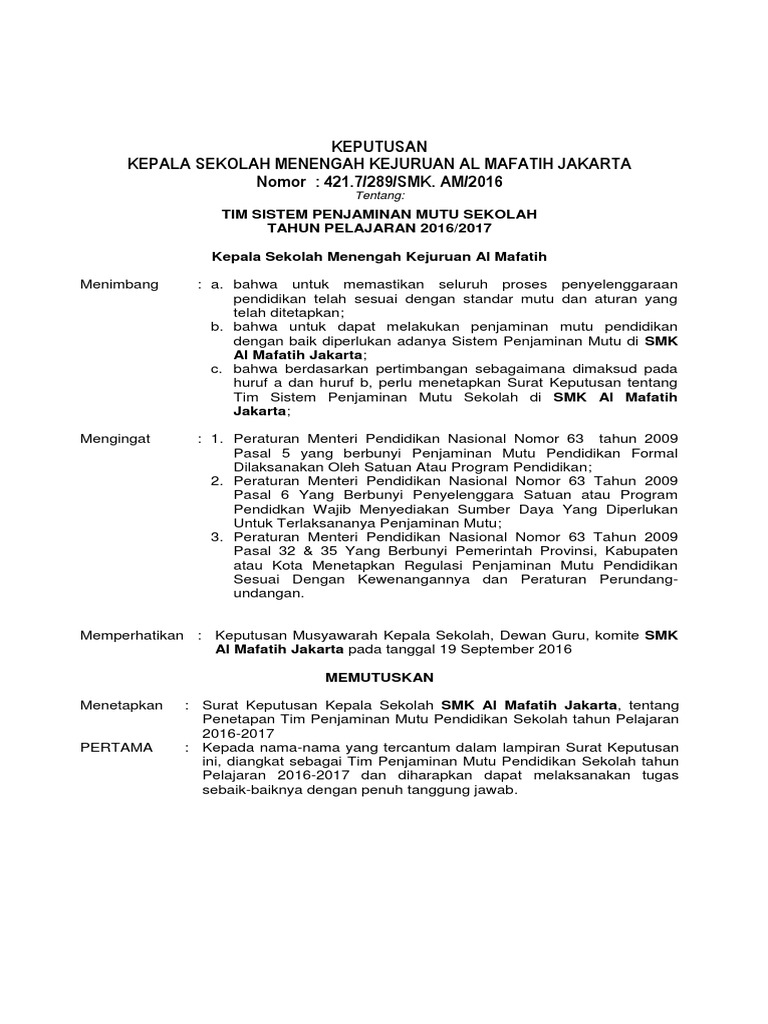 Contoh SK Tim PMP | PDF | Karier & Perkembangan