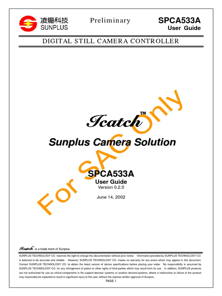 Spca-533a 2 | PDF | Raw Image Format | Rgb Color Model