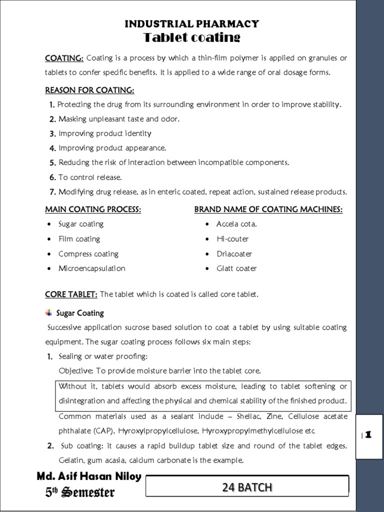 Tablet Coating PDF | PDF | Tablet (Pharmacy) | Solvent