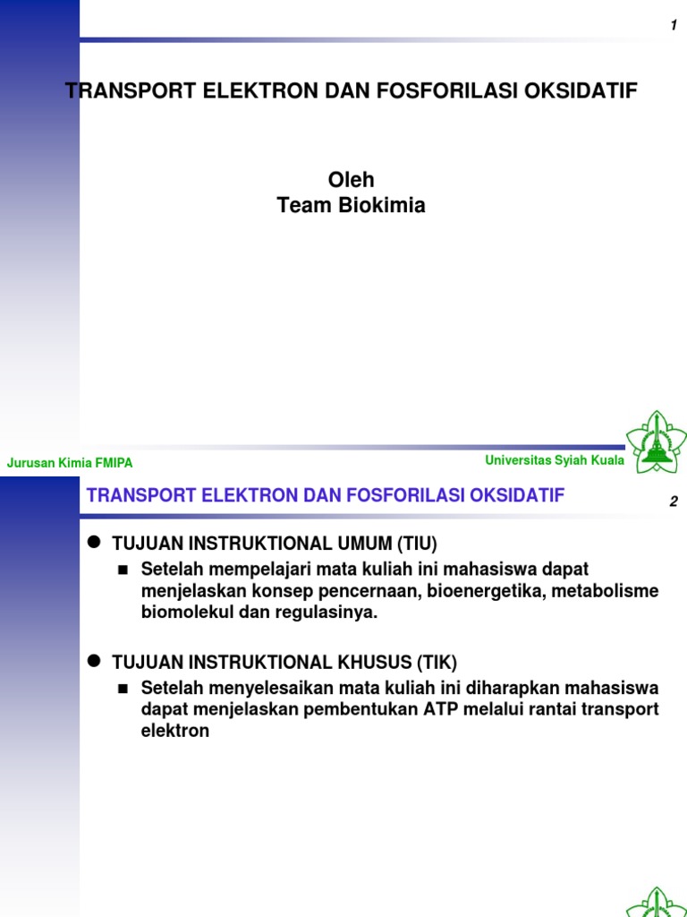Transport Elektron Dan Fosforilasi Oksidatif | PDF