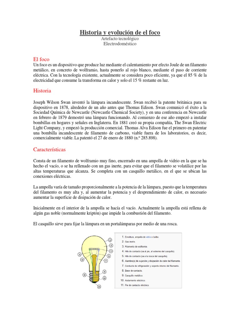 Historia y Evolución de El Foco | PDF | Química | Energía y recursos