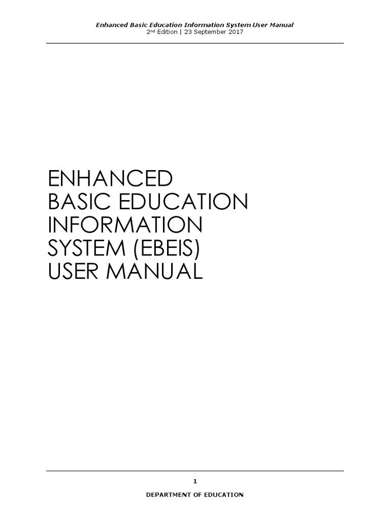 Enhanced Basic Education Information System (Ebeis) User Manual | Download Free PDF | Login ...