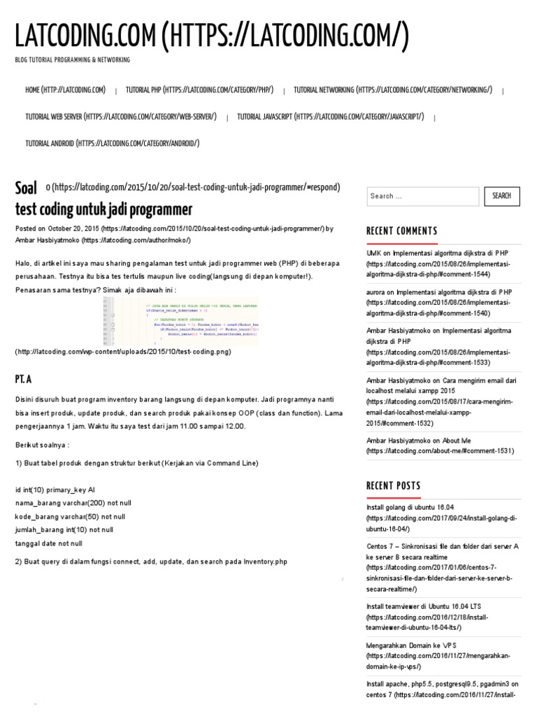 Soal Test Coding Untuk Jadi Programmer - Latcoding | PDF