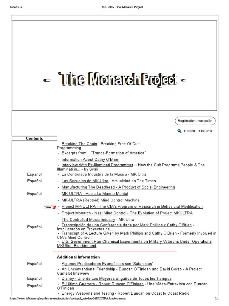MK-Ultra and Project Monarch Overview | PDF | Central Intelligence ...