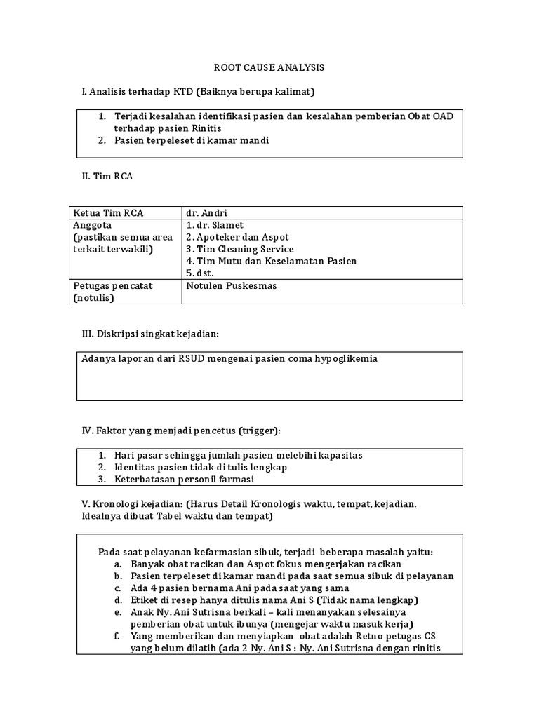 Contoh Form Fmea Dan Rca | PDF