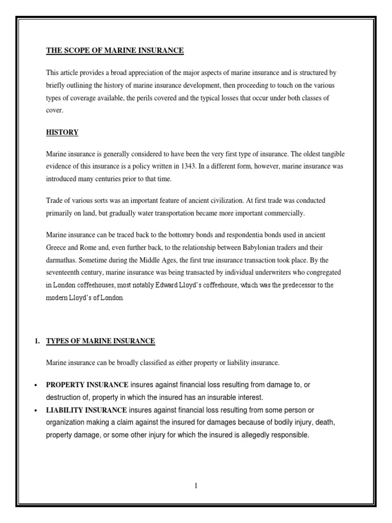 The Scope of Marine Insurance | PDF | Insurance | Liability Insurance