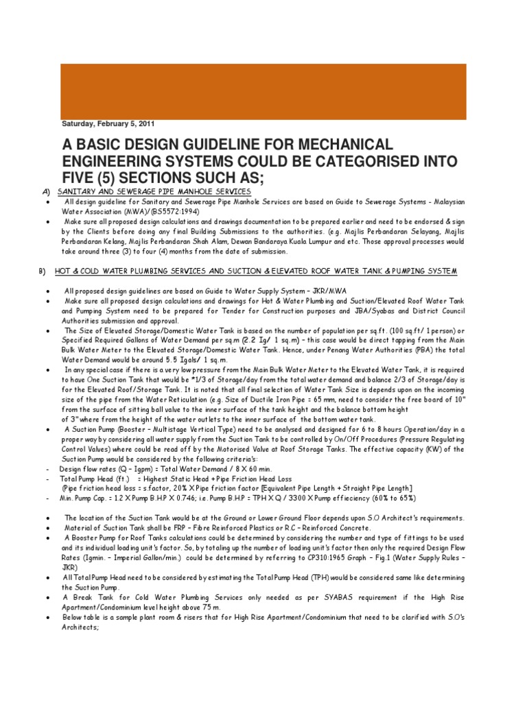 Basic Design Guidelines For Mechanical Engineering Systems | PDF | Fire ...