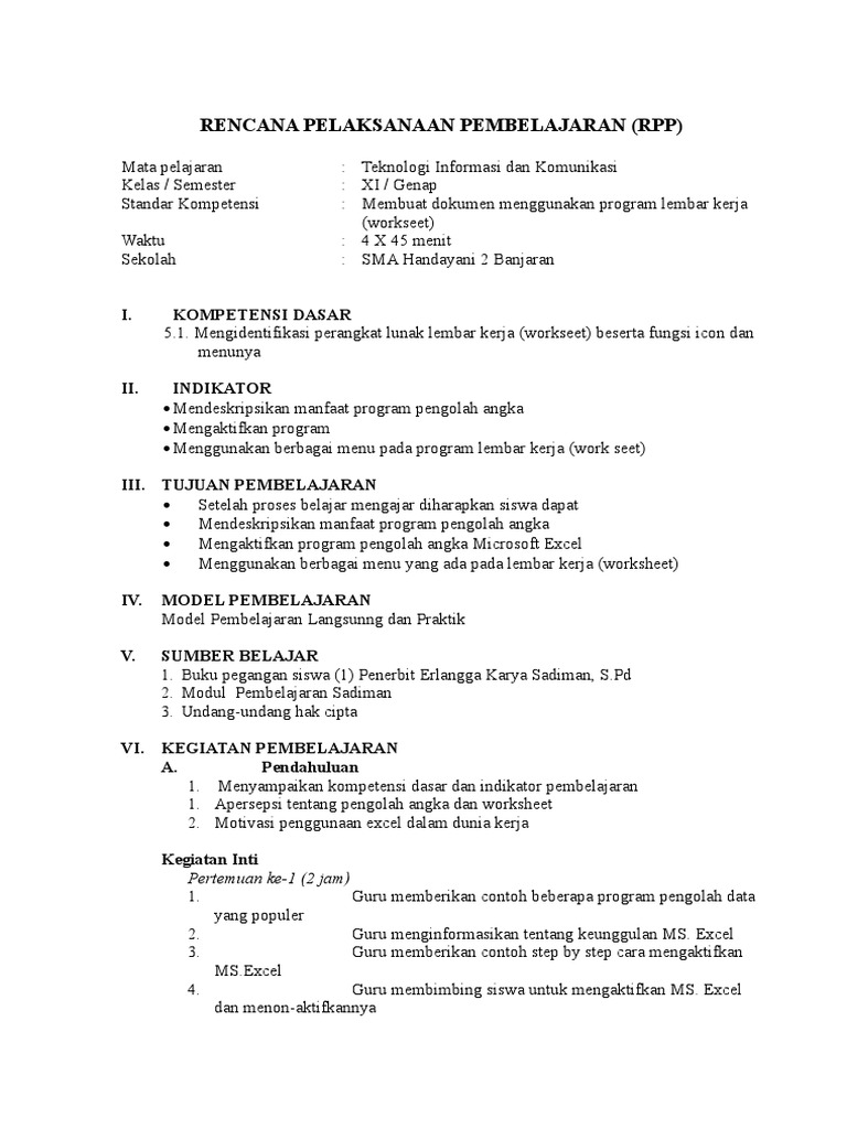 RPP TIK Kelas XI Sem 2 | PDF | Karier & Perkembangan