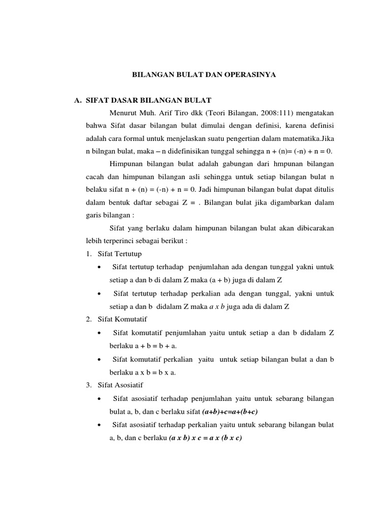 Bilangan Bulat Dan Operasinya | PDF
