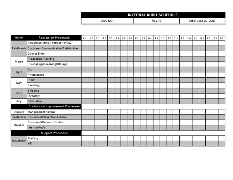 Internal Audit Schedule Overview | PDF