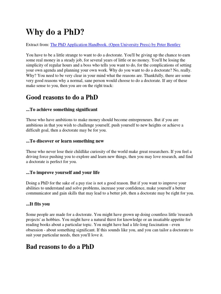 Why Do A PHD | PDF | Doctor Of Philosophy | Thesis