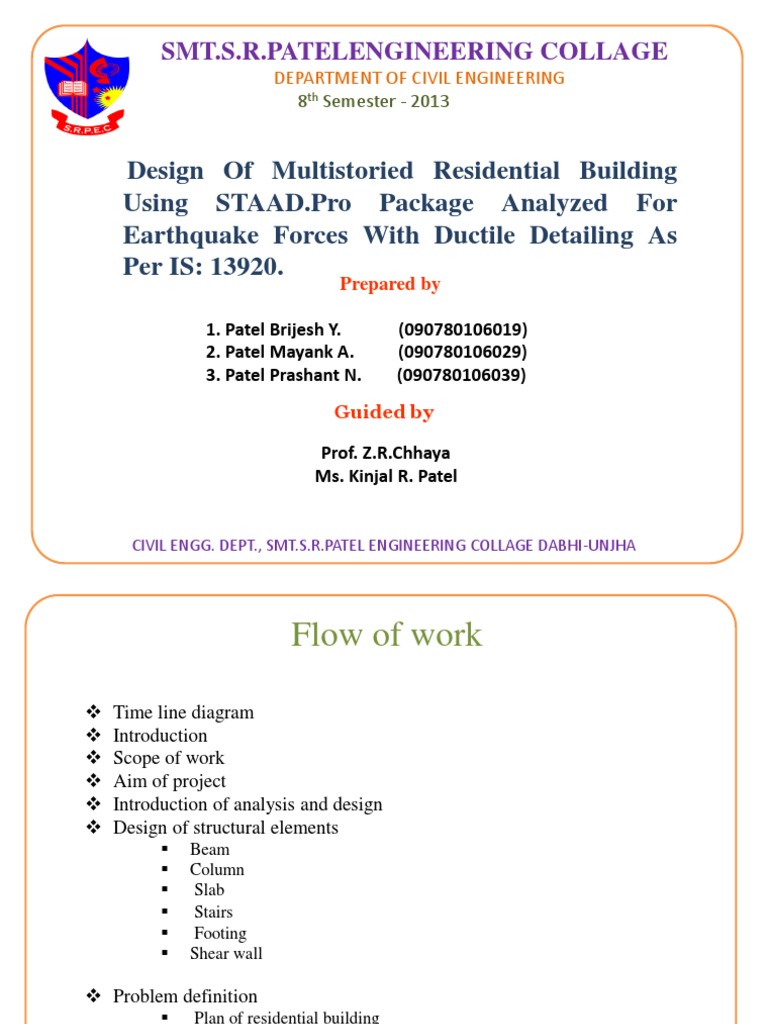 Design of Multistoried Residential Building Using STAAD - Pro Package ...