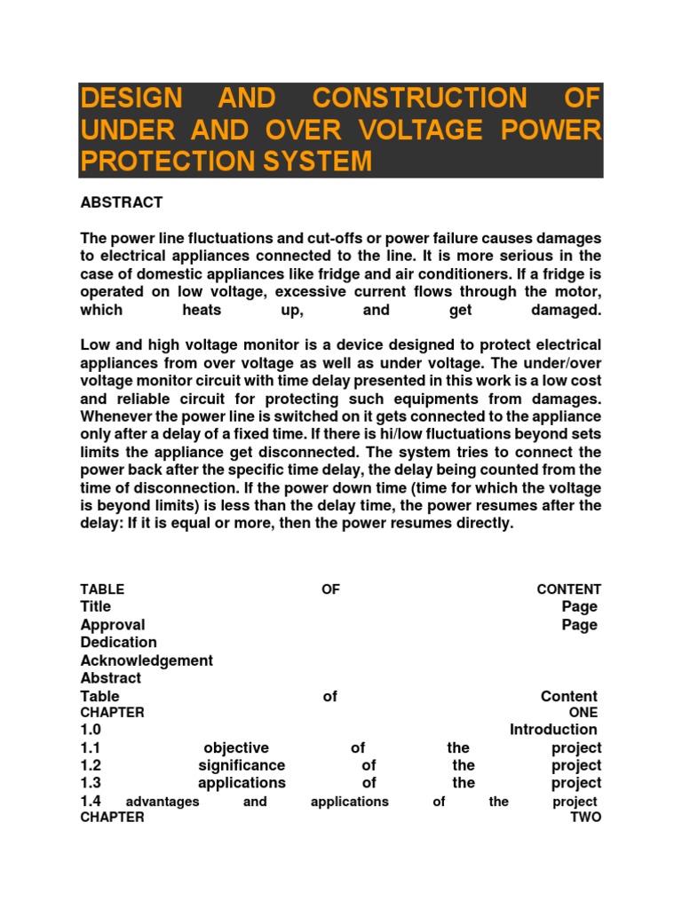 Design and Construction of Under and Over Voltage Power Protection ...