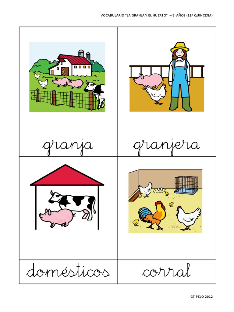 Vocabulario Granja y Huerto 5 Años | PDF