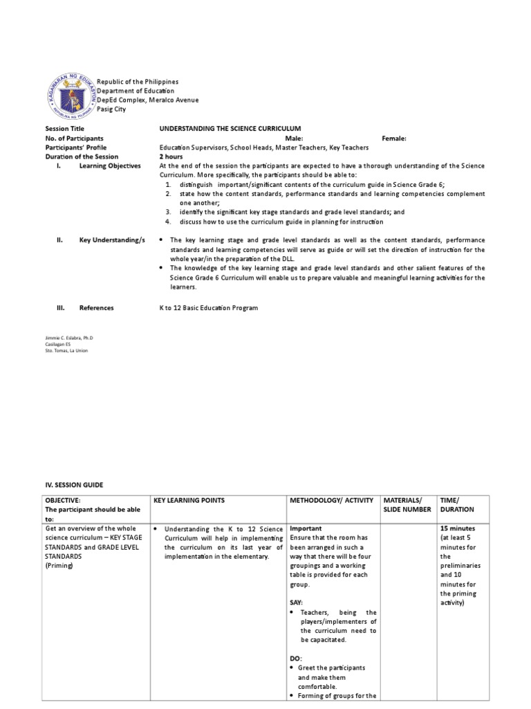 SG On Understanding Science Curriculum Grade 6 2016 | PDF | Curriculum ...