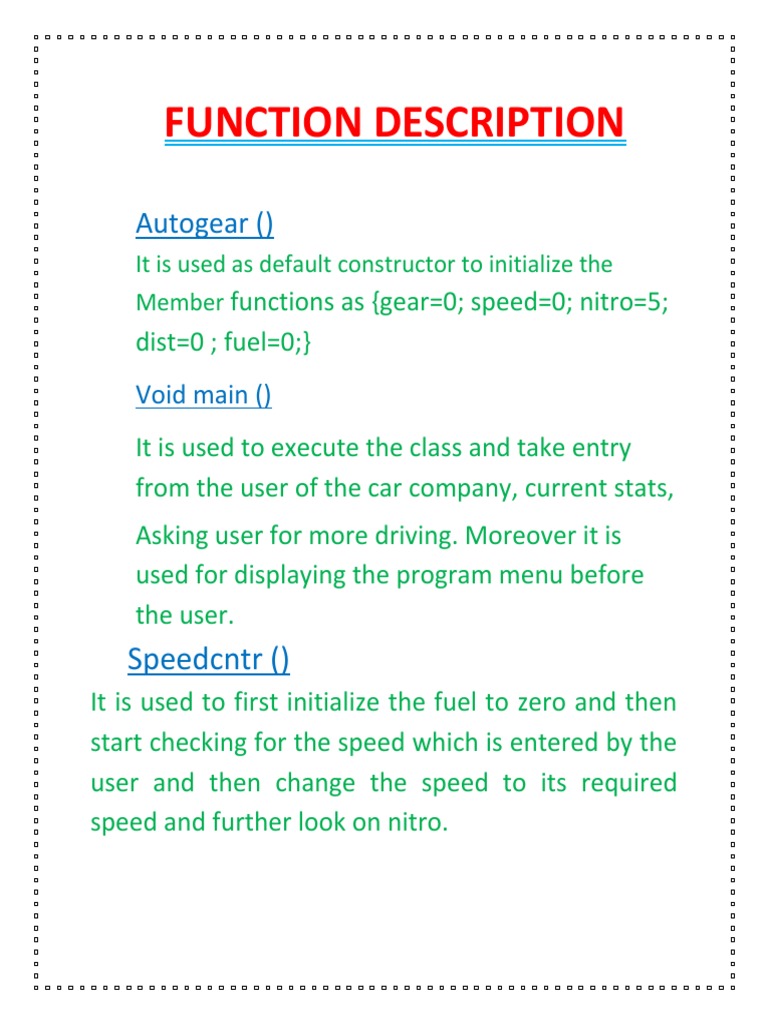 Function Description: Autogear | PDF