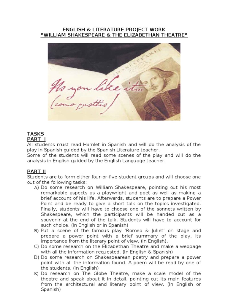 Shakespeare and Elizabethan Theatre Project | PDF | Classics