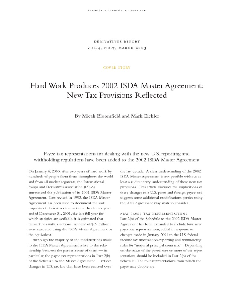 Hard Word Produces 2002 ISDA MA | PDF | Withholding Tax | Payments