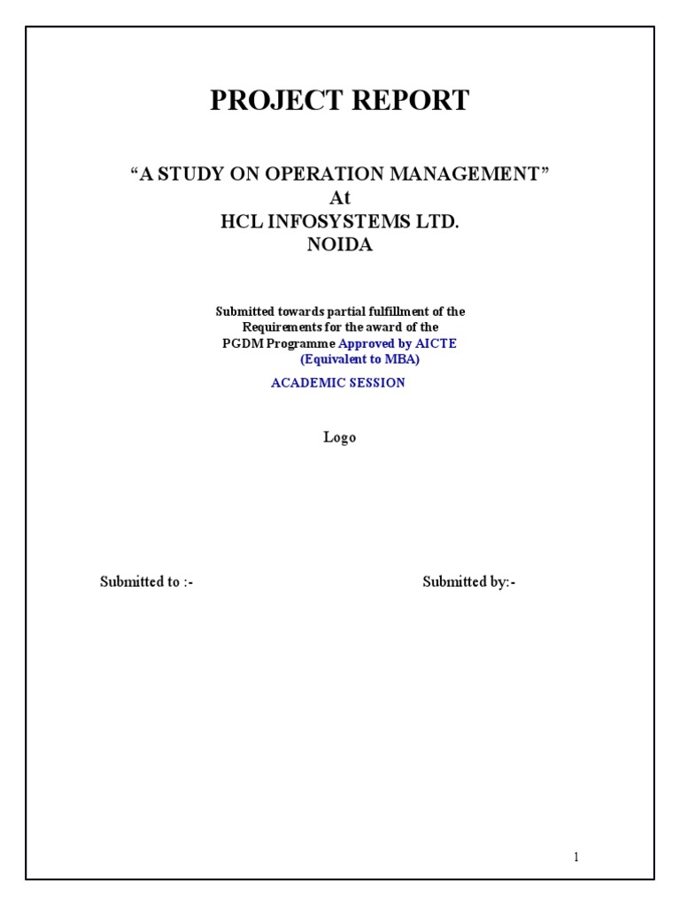 PROJECT REPORT Operation Management PDF | PDF | Operations Management ...