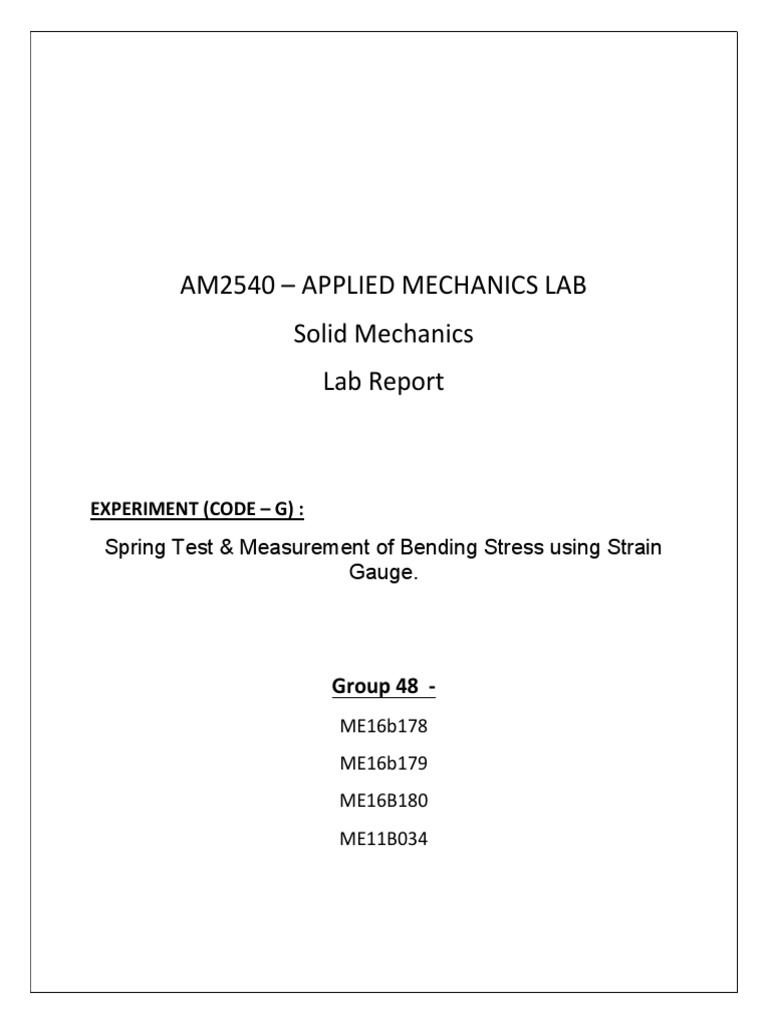 Am2540 - Applied Mechanics Lab Solid Mechanics Lab Report | PDF ...
