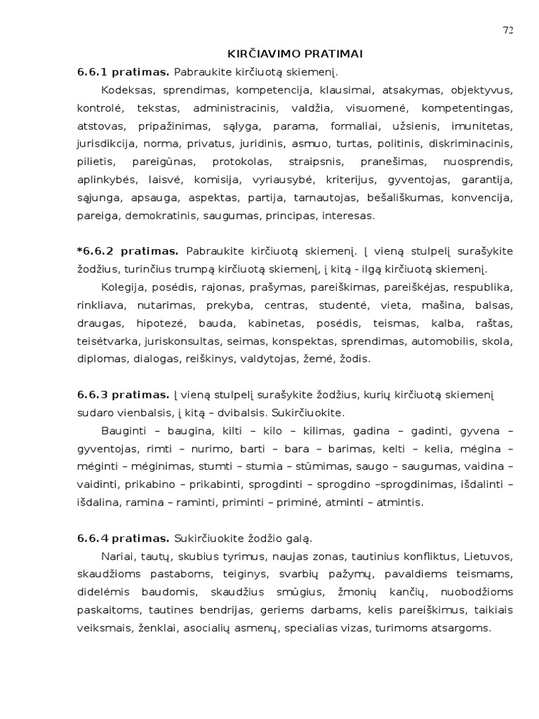 Kirciavimo - Pratimai | PDF