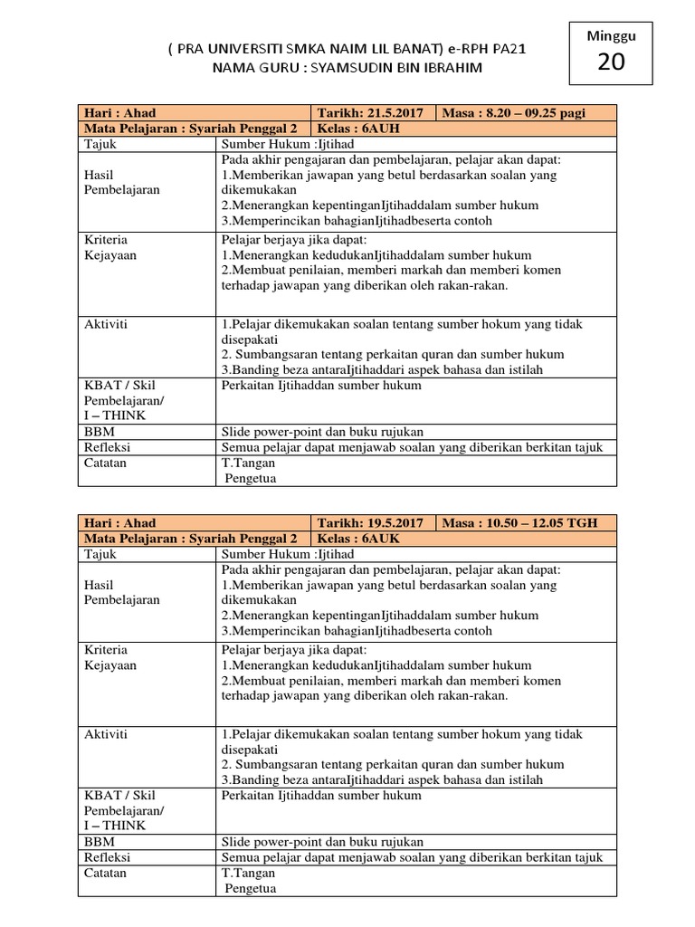 m20 RPH Syariah t6 | PDF