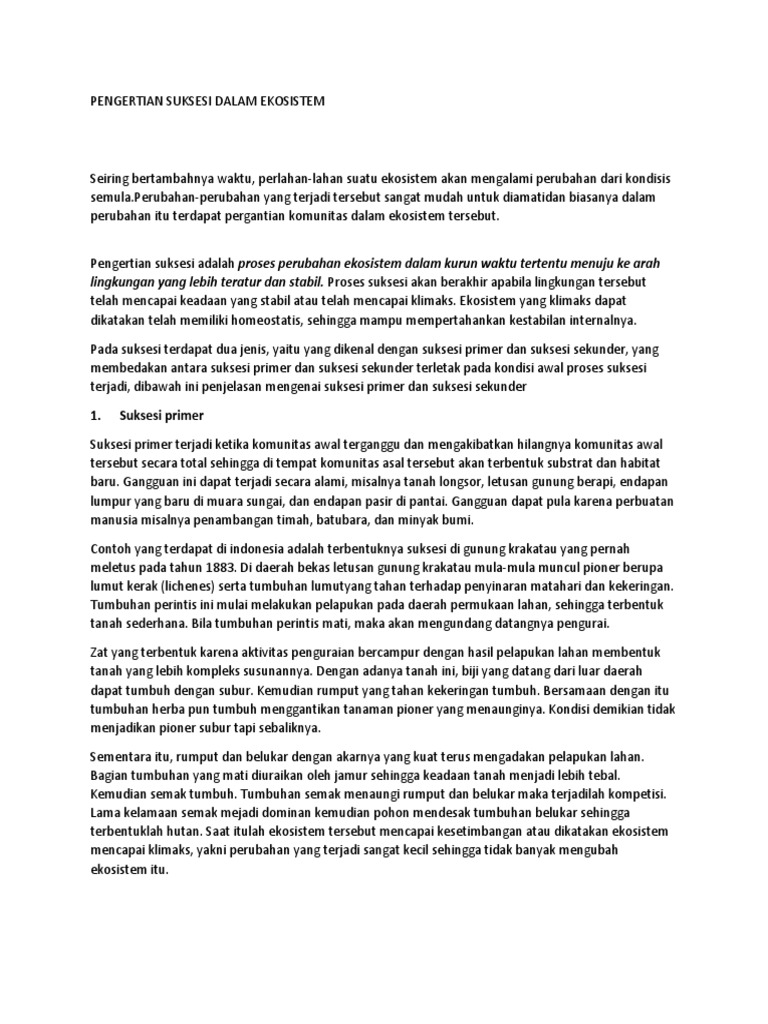 Pengertian Suksesi Dalam Ekosistem Pdf