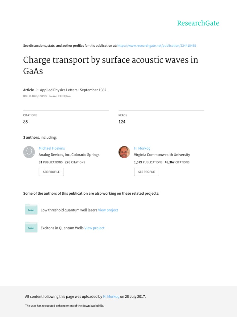 Charge Transport in GaAs via SAW | PDF | Diode | Gallium Arsenide