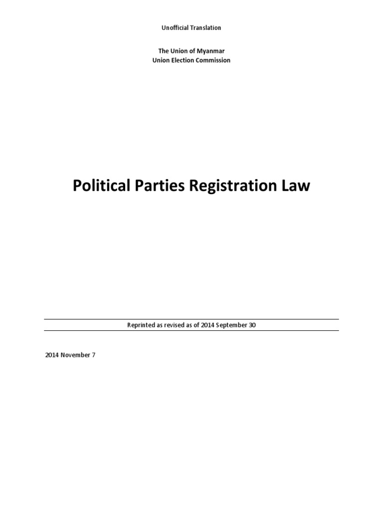 Political Parties Registration Law | PDF | Monk | Nun