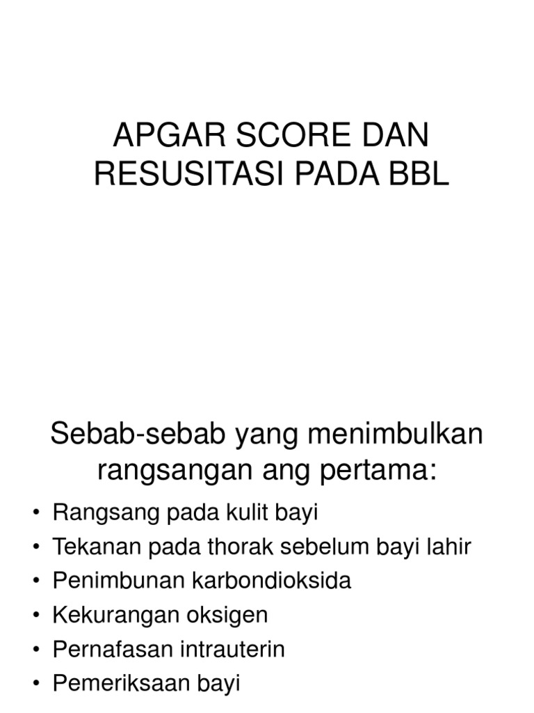 Apgar Score Dan Resusitasi Pada BBL | PDF