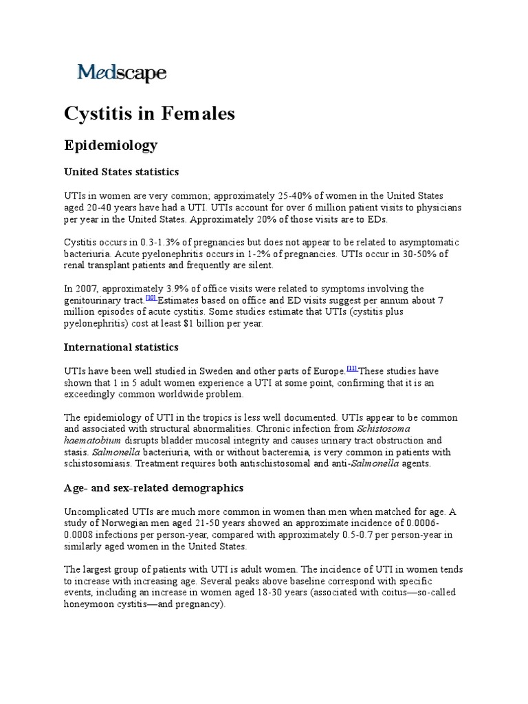 Cystitis in Females | PDF | Urinary Tract Infection | Immunology