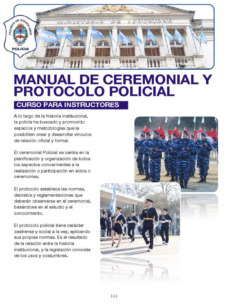 Manual de Ceremonial y Protocolo Policial Curso Instructores | PDF ...