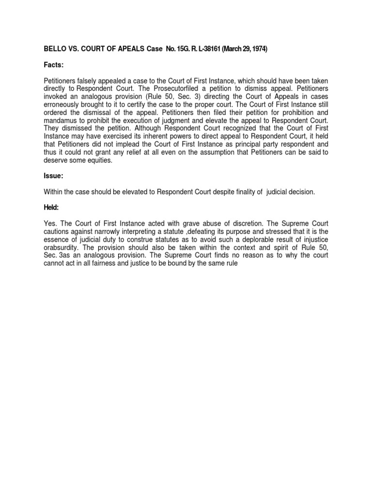 Bello Vs Court of Appeals | PDF